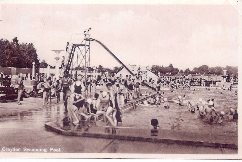 London Croydon swimming pool water park slide Repro photo | Europe ...