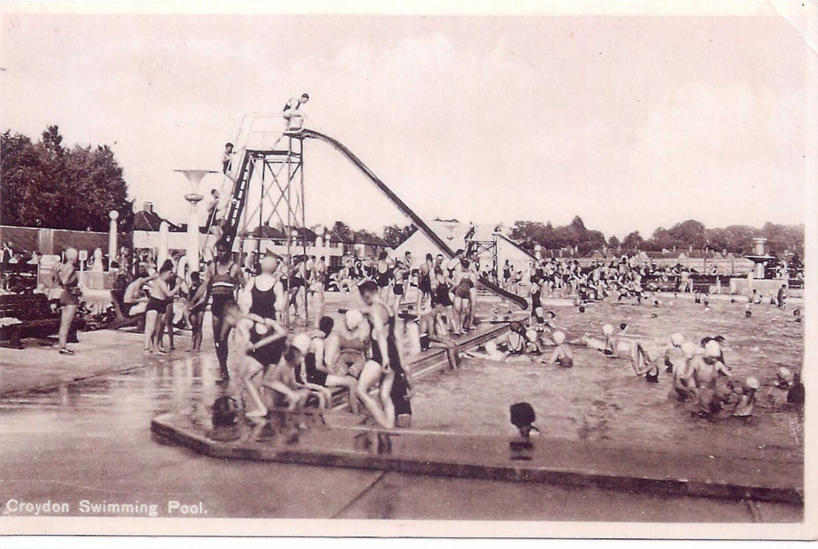 London Croydon swimming pool water park slide Repro photo | Europe ...