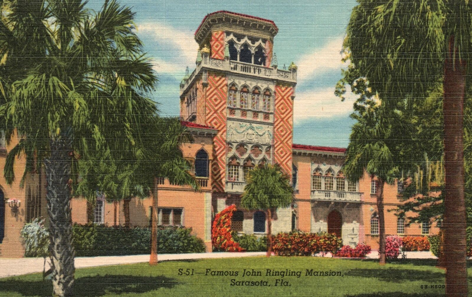 Vintage Postcard Famous John Ringling Mansion Sarasota Florida FL M. E ...