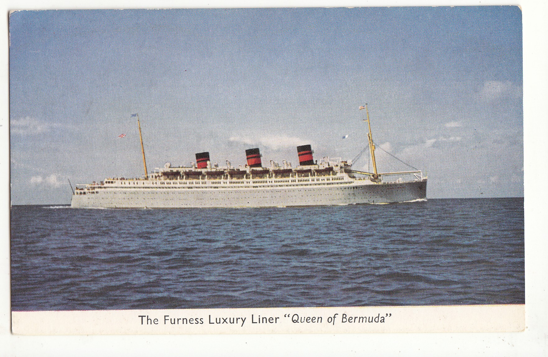 P3253 old postcard the furess ship luxury liner queen of bermuda ...