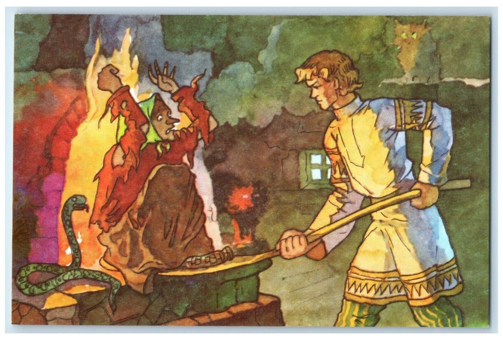 Father Frost Russian Folk Lore Fairytale #8 Angry Man Fireplace Snake ...