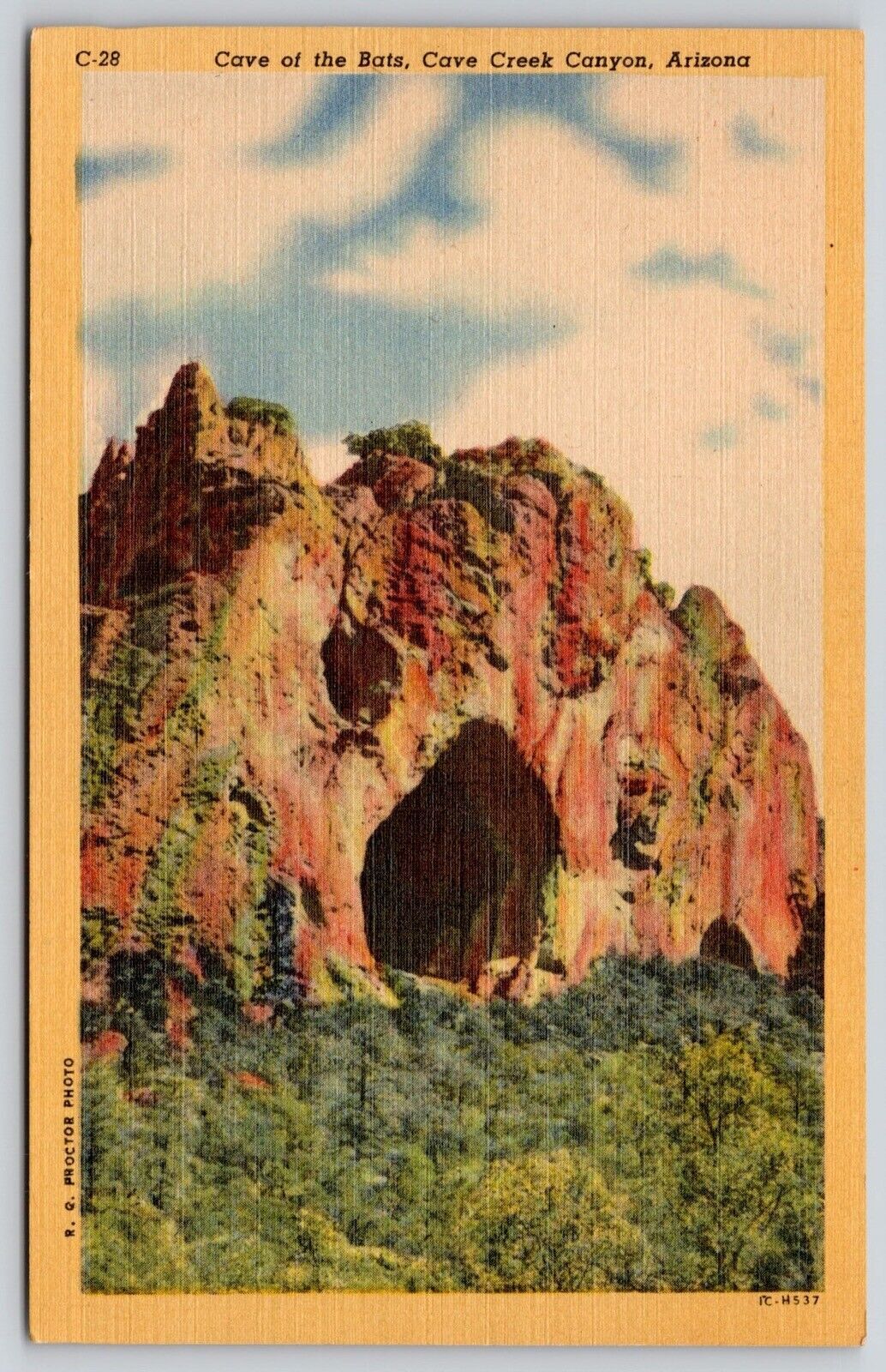 Cave Bats Creek Canyon Arizona AZ Linen Postcard UNP VTG Curteich ...