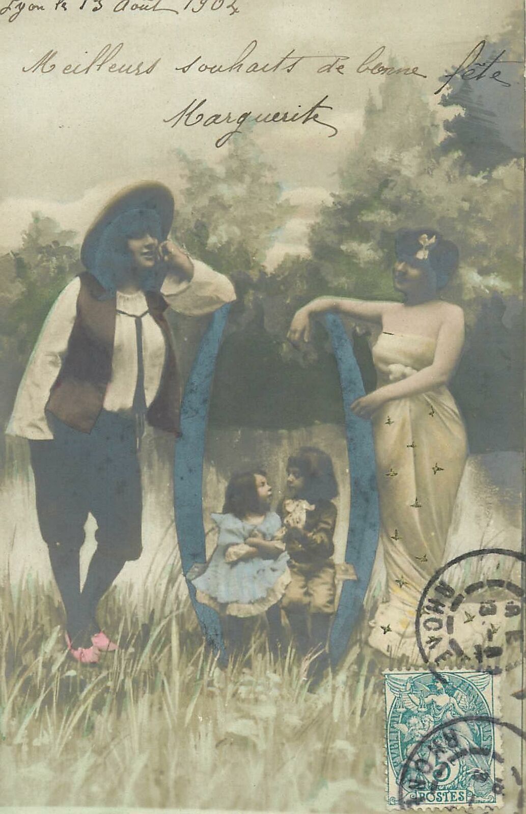 early 1900s greeting illustration surrealism Postcard horseshoe lucky ...