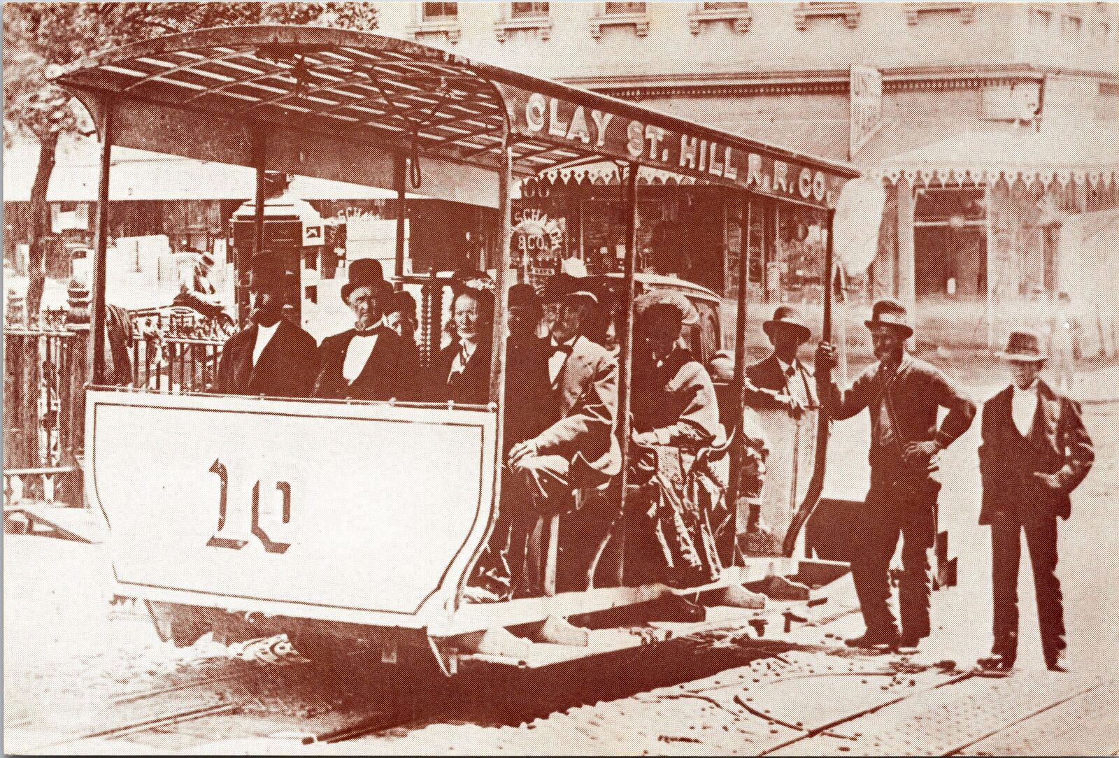 Continental Size Postcard Reproduction World's First Cable CAR SAN Fran ...
