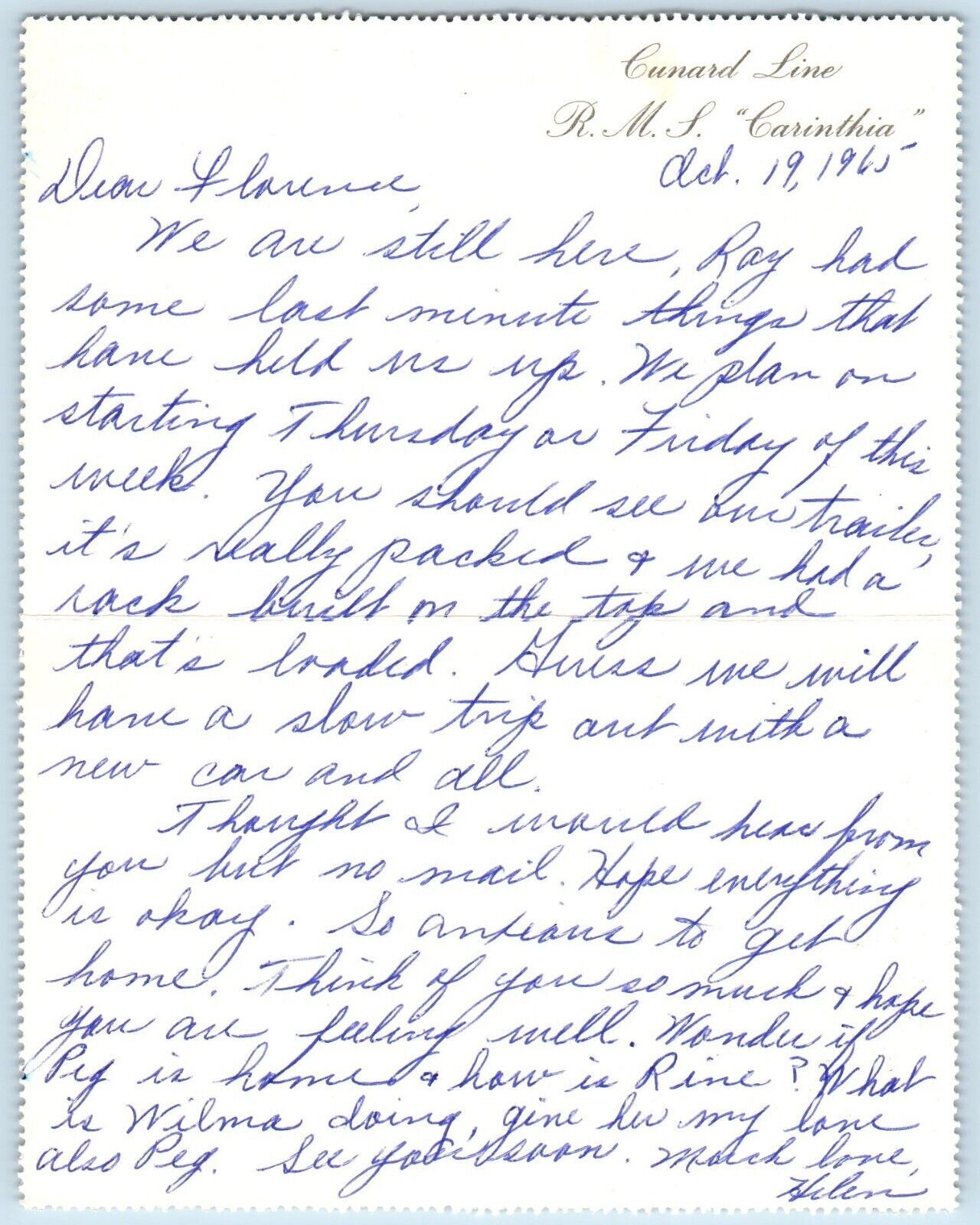 Montreal Quebec Canada Postcard Cunard Line RMS Carinthia 1965 Fold Out ...