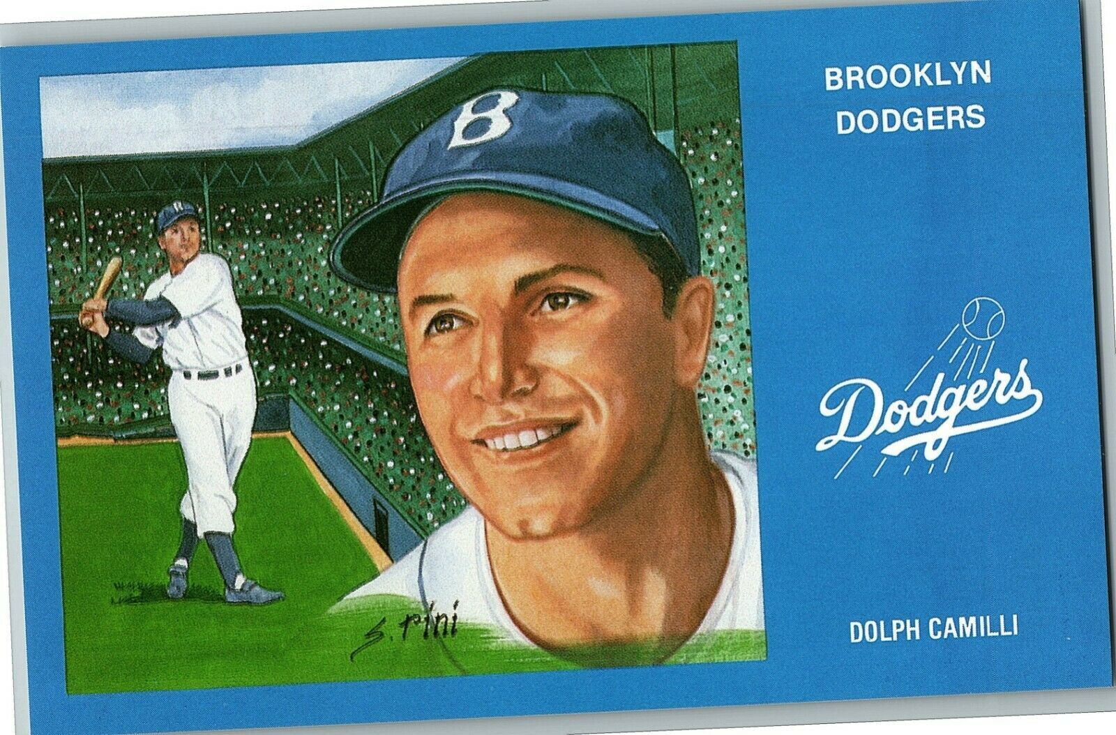1988 5 Dolph Camilli Rini Mlb Susan Brooklyn Postcard Dodgers Art ...