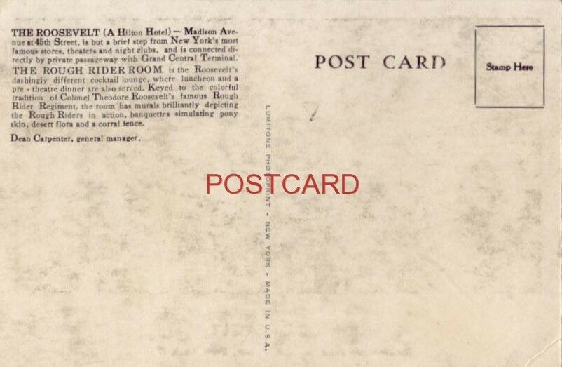 The Rough Rider Cocktail Lounge THE ROOSEVELT, A Hilton Hotel, NEW YORK ...