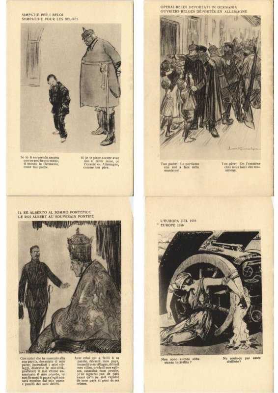 Raemaekers Artist Signed Satire Propaganda WWI 18 Vintage Postcards ...