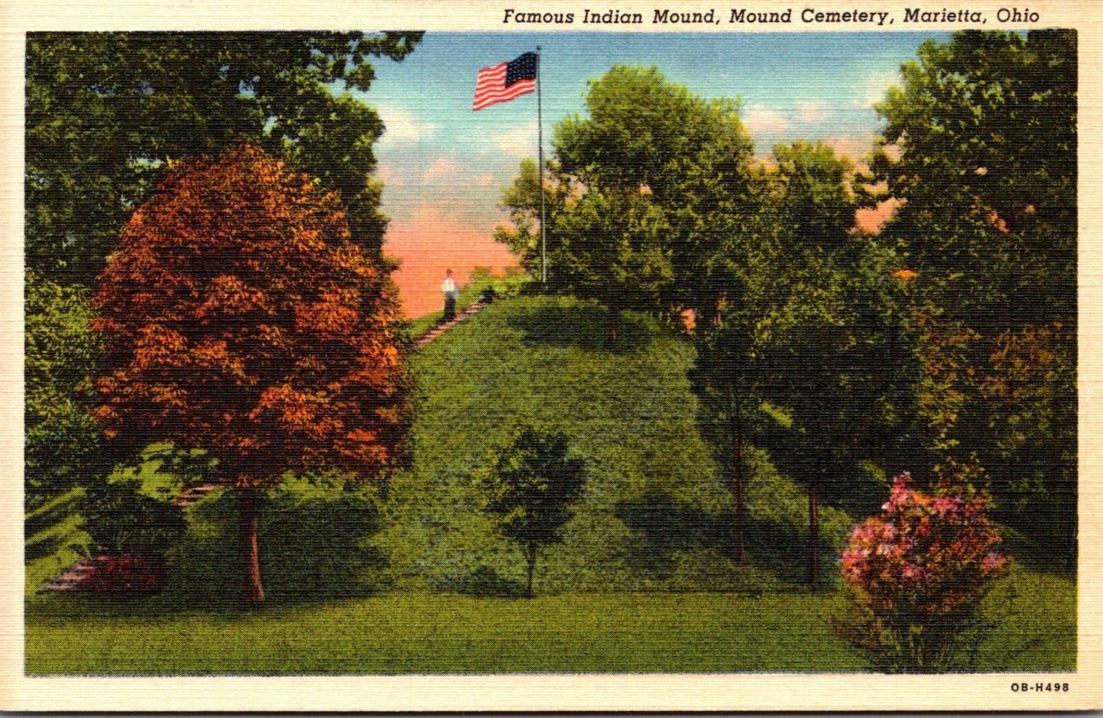 Ohio Marietta Mound Cemetery Famous Indian Mound Curteich | United ...
