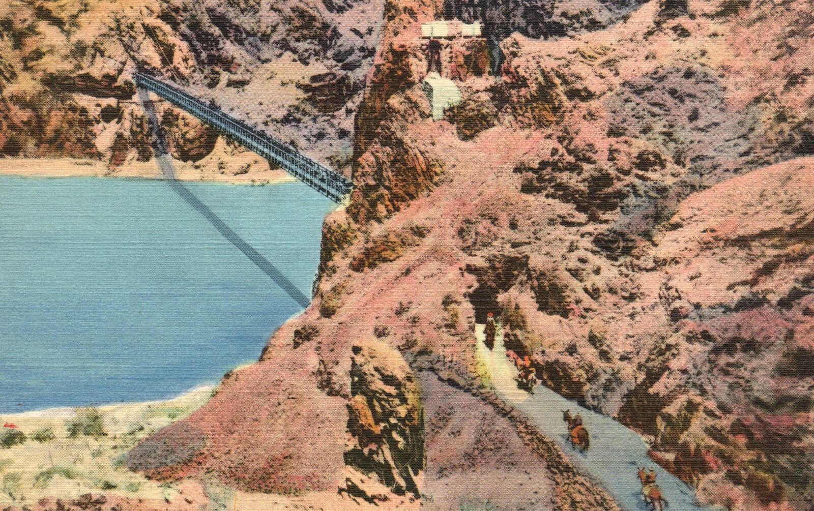 Vintage Postcard 1930s Foot Kaibab Trail & Bridge Colorado River Grand ...