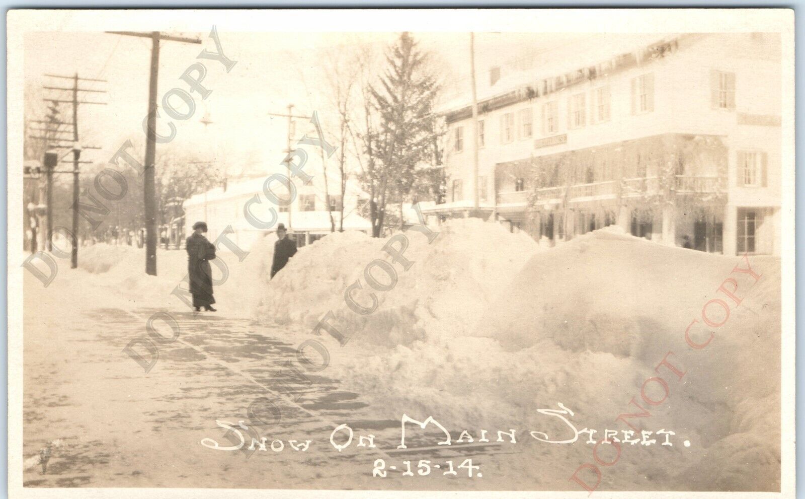 Feb 1914 Northeast Blizzard RPPC Main St Snow Downtown Real Photo PC ...