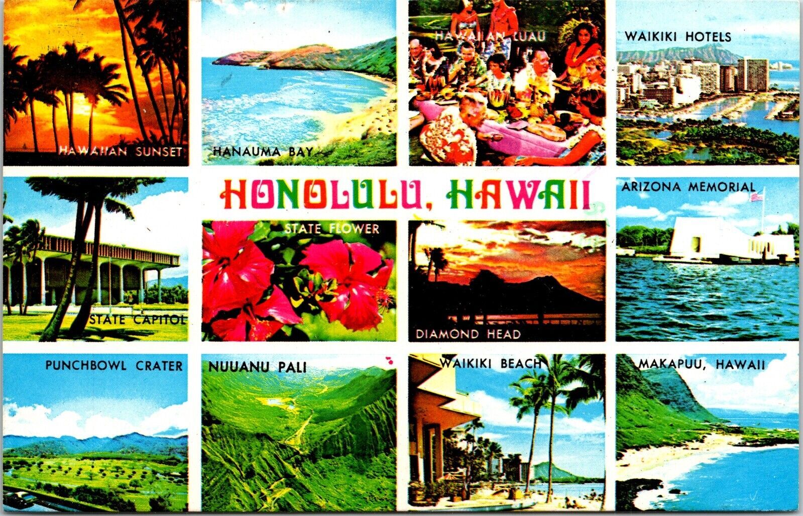 Honolulu Hawaii Tropical Multi View Ocean Beaches Chrome Cancel WOB ...