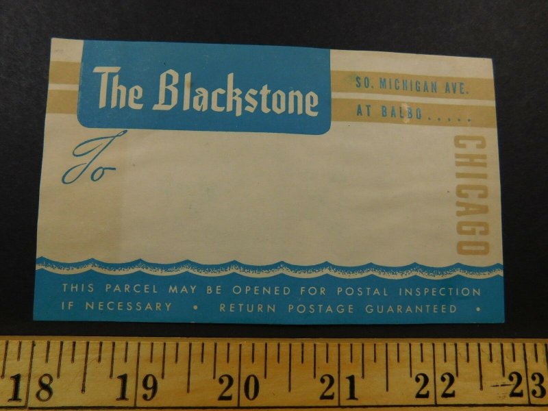 1930s-40s The Blackstone Hotel Chicago Art Deco Travel Luggage Label ...