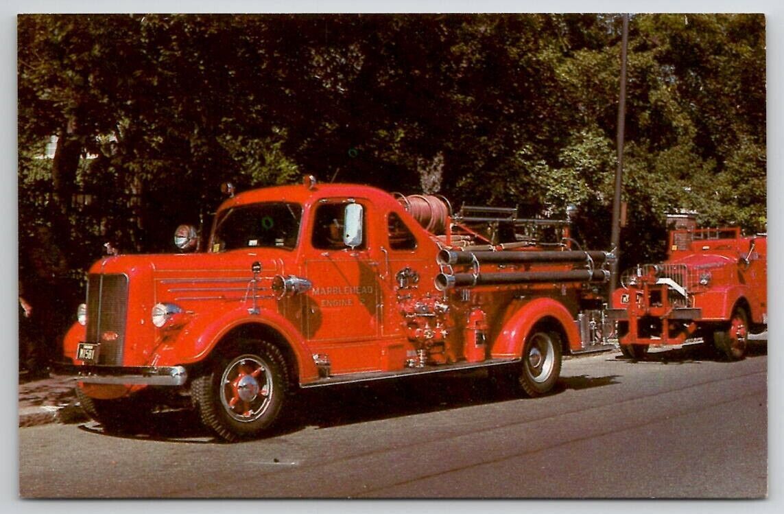 1940 Type 80 Mack Pumper Fire Truck Marblehead Mass Postcard K30 ...