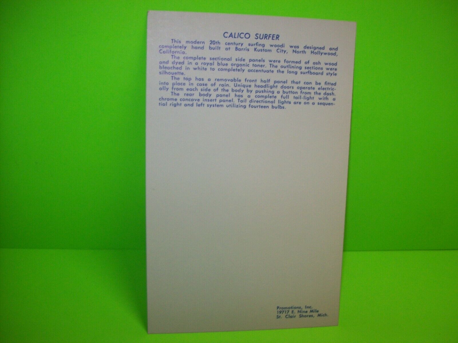 Calico Surfer Postcard Surf Woody Beatnik Hot Rod Car Barris 1965 ...