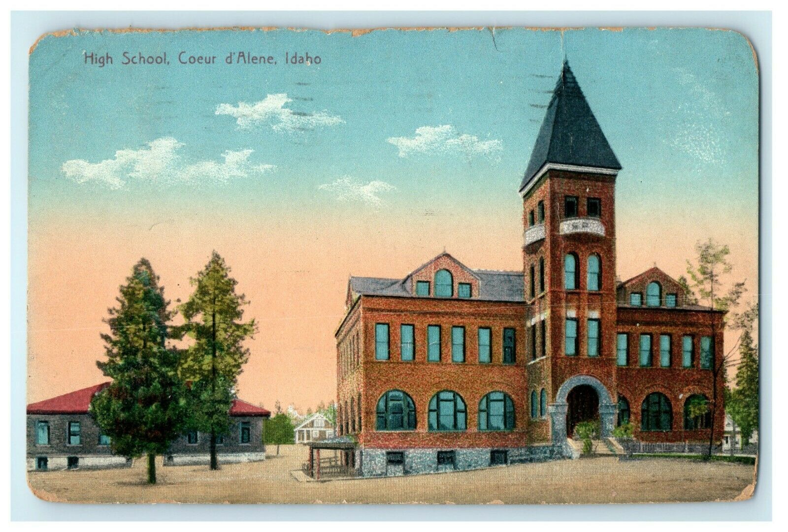 1912 High School Coeur D'Alene Idaho ID Posted Antique Postcard ...