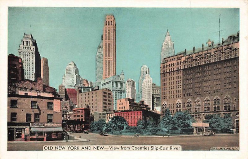 Skyline View From Coenties Slip East River Lumitone New York VTG P91 ...
