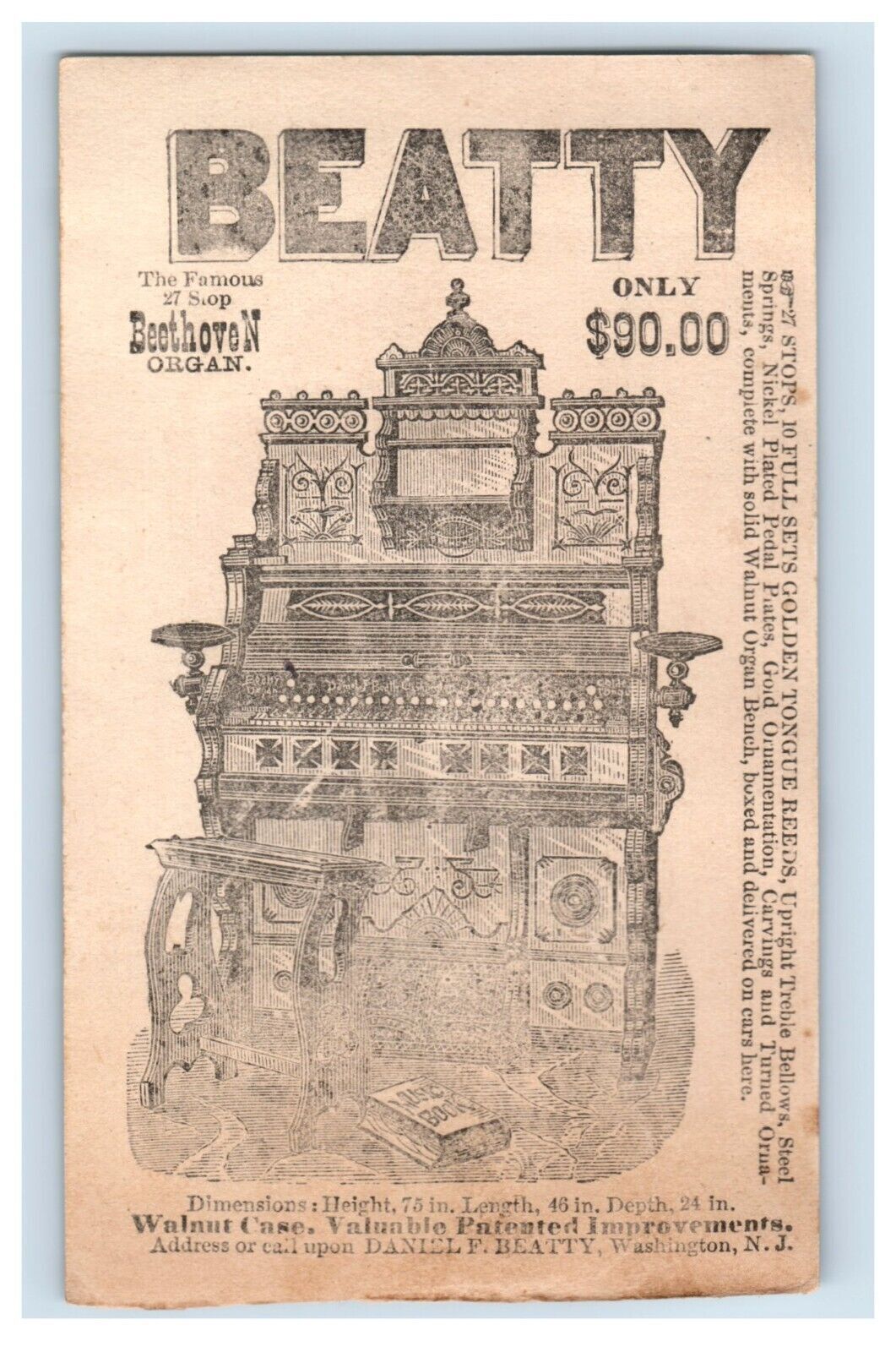 1880s Beatty Beethoven Organs Set Of 4 Fab! P126 | Ephemera - Chromo ...