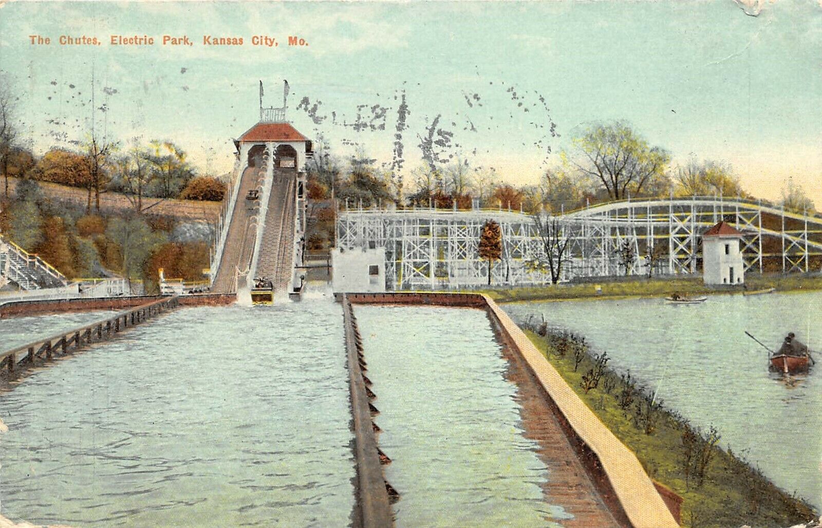 Kansas City Missouri 1910 Postcard The Chutes Ride Electric Amusement ...