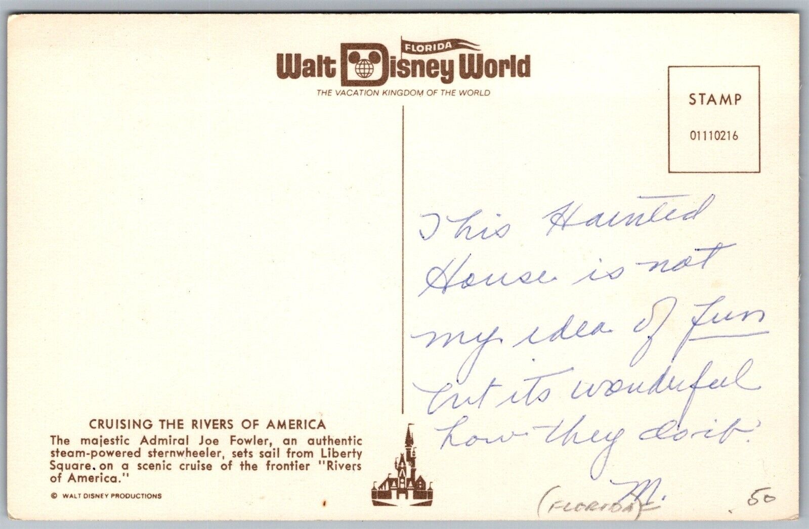 Vtg Walt Disney World Cruising the Rivers of America Admiral Joe Fowler ...