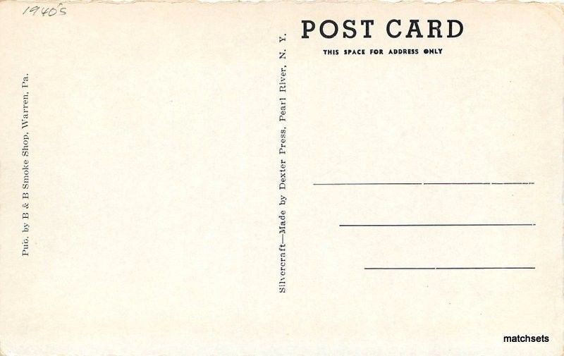 1940s Post Office roadside Warren Pennsylvania B &B Smoke Shop Dexter ...