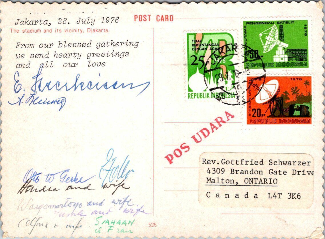 Vintage Continental Size Postcard Stadium Street Scene Jakarta ...