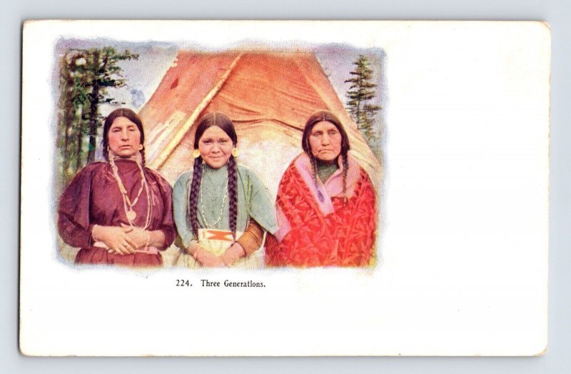 Postcard Native American Indian Women Three Generations Pre-1907 ...