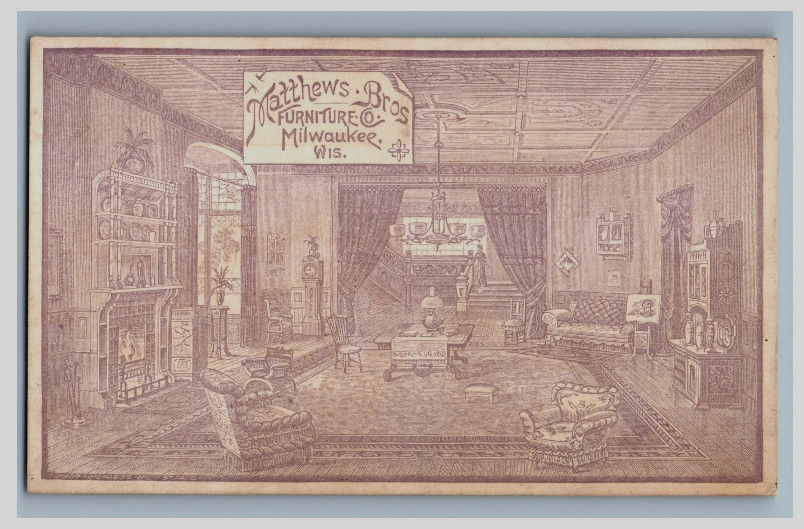 1870s Mathews Bros. Furniture Engraved Inside View Display Room P154 ...