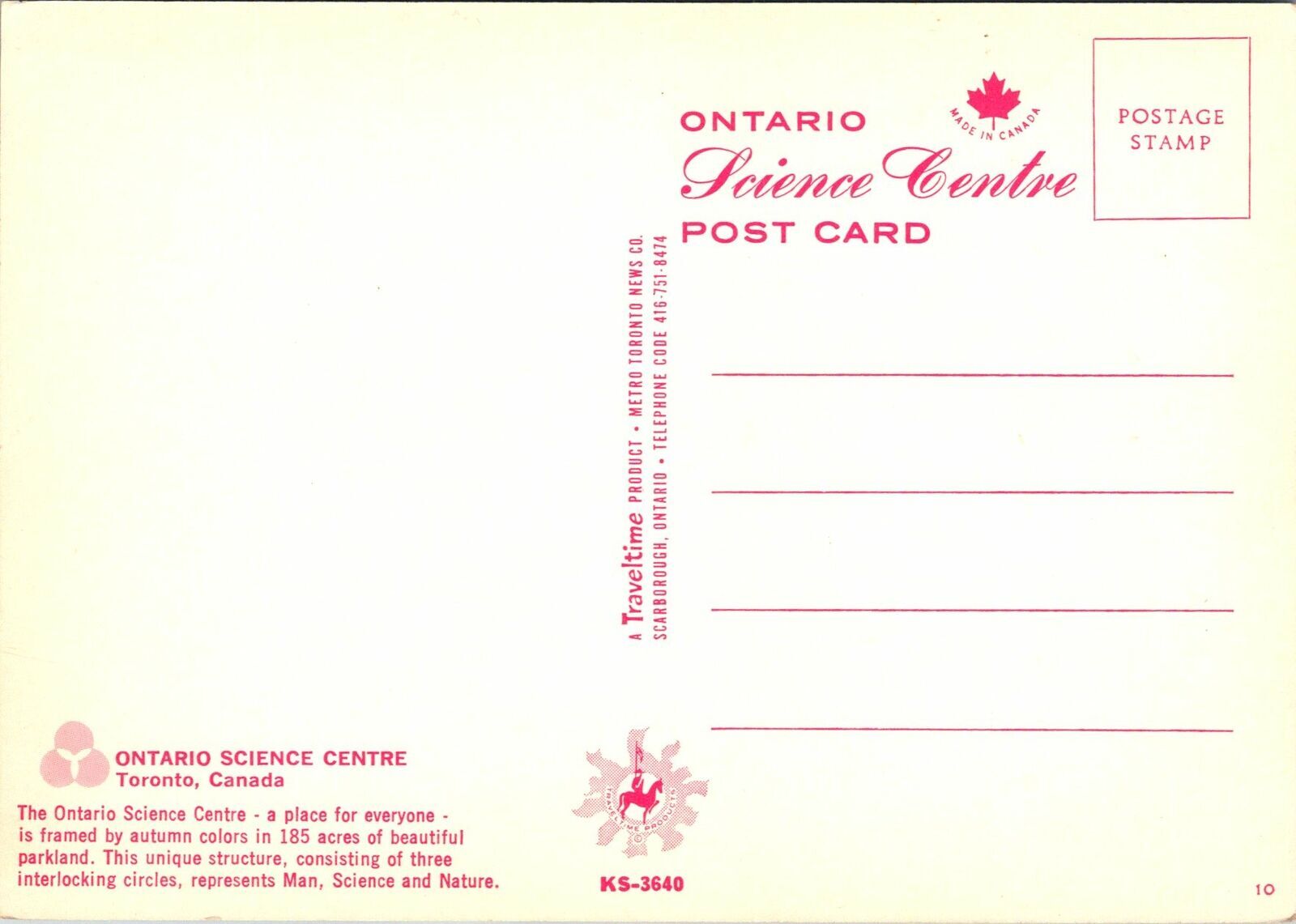 Vintage Postcard the Ontario Science Centre Toronto Canada Late 70s ...