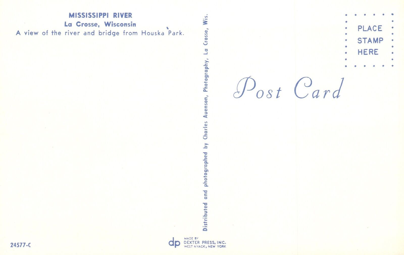 Vintage Postcard Mississippi River Bridge From Houska Park La Crosse ...