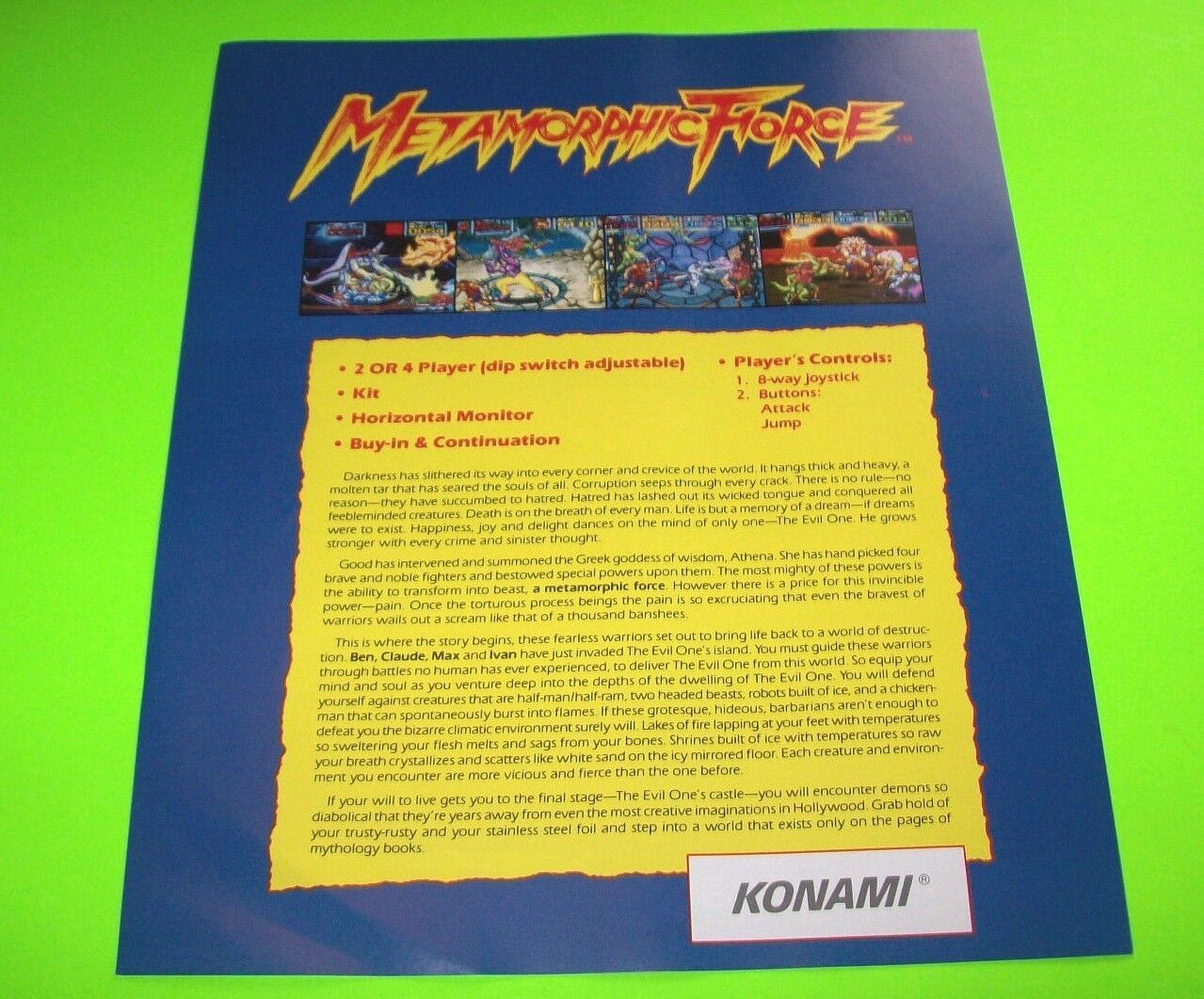 Metamorphic Force Arcade Flyer Original Video Game Vintage Retro ...