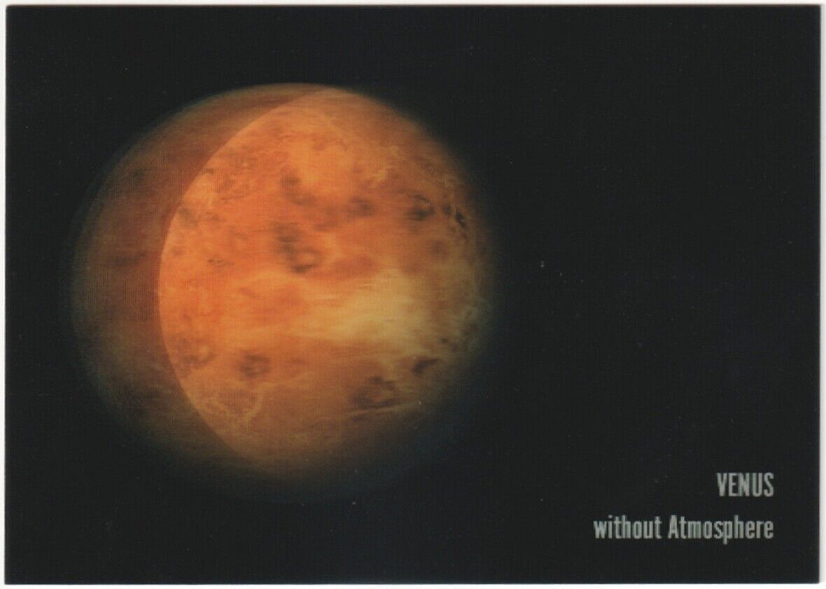 Venus With And Without Atmosphere, 3D Lenticular Postcard, Planetary ...