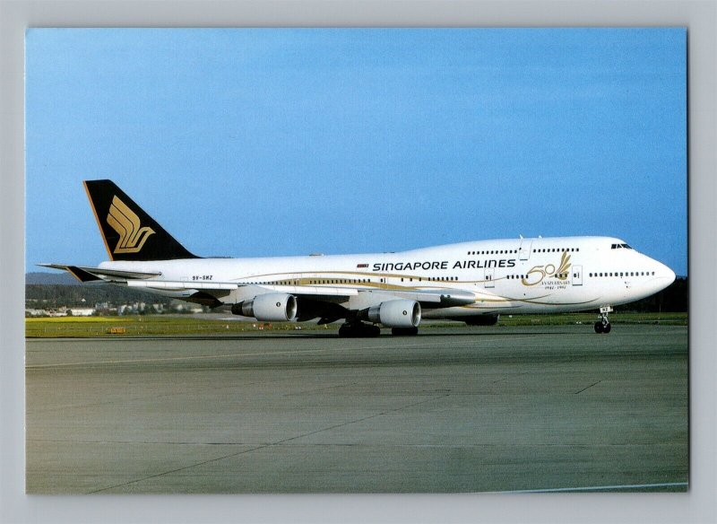 Aviation Postcard Singapore Airlines Boeing 777 50th Anniversary Colors ...