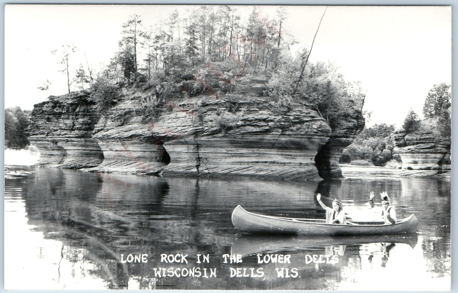 c1940s Wisconsin Dells, WI River Lone Rock Canoe Indian Native ...