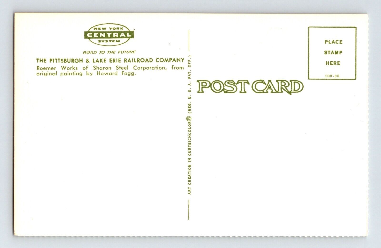Postcard Railroad Train Pittsburgh Lake Erie Roemer Works Fogg 1960s ...