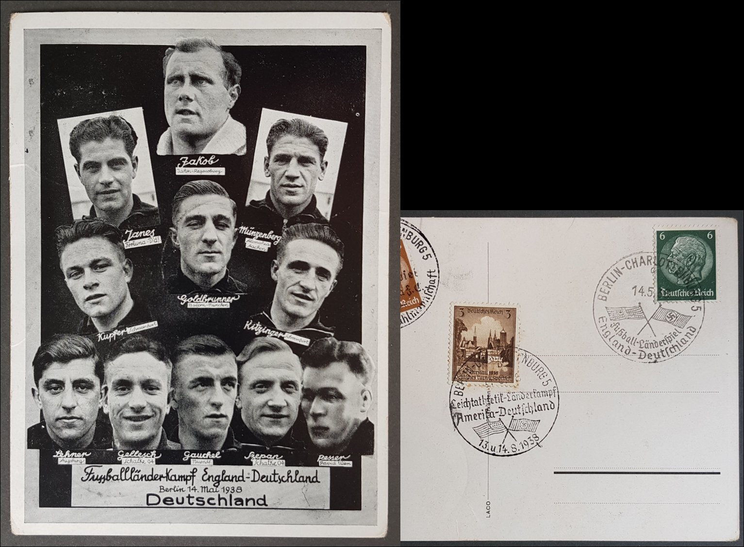 Third 3rd Reich Original 1938 Propaganda Football Postcard Germany V ...