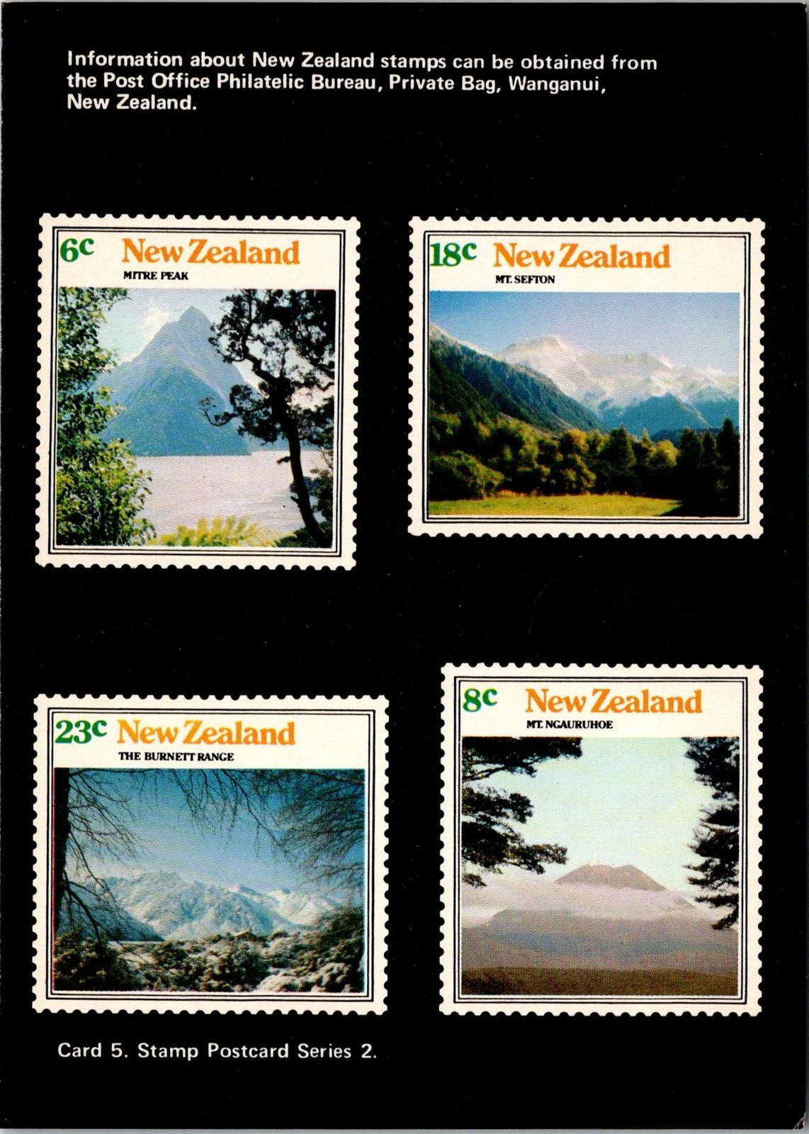 Continental Size Postcard New Zealand Four Mountain 6c 18c 23c 8c ...