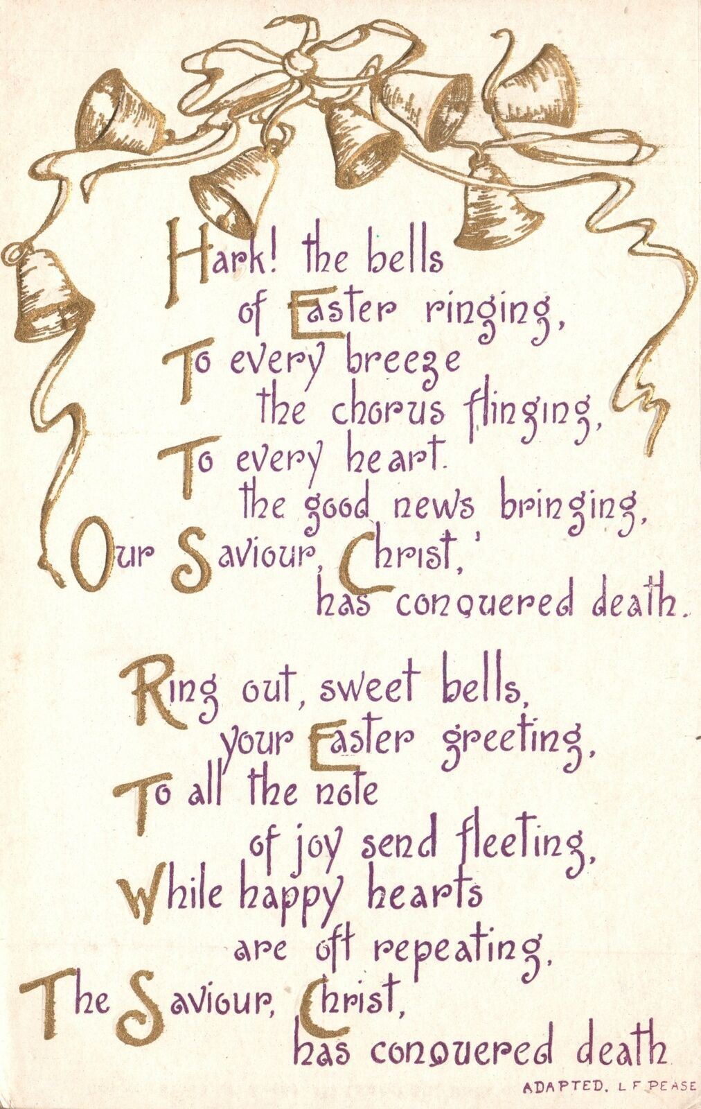 Vintage Postcard 1910's Poem Hark! The Bells of Easter Ringing ...
