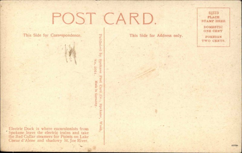 Coeur d'Alene Idaho ID Electric Dock Steamer Ship c1910 Postcard ...