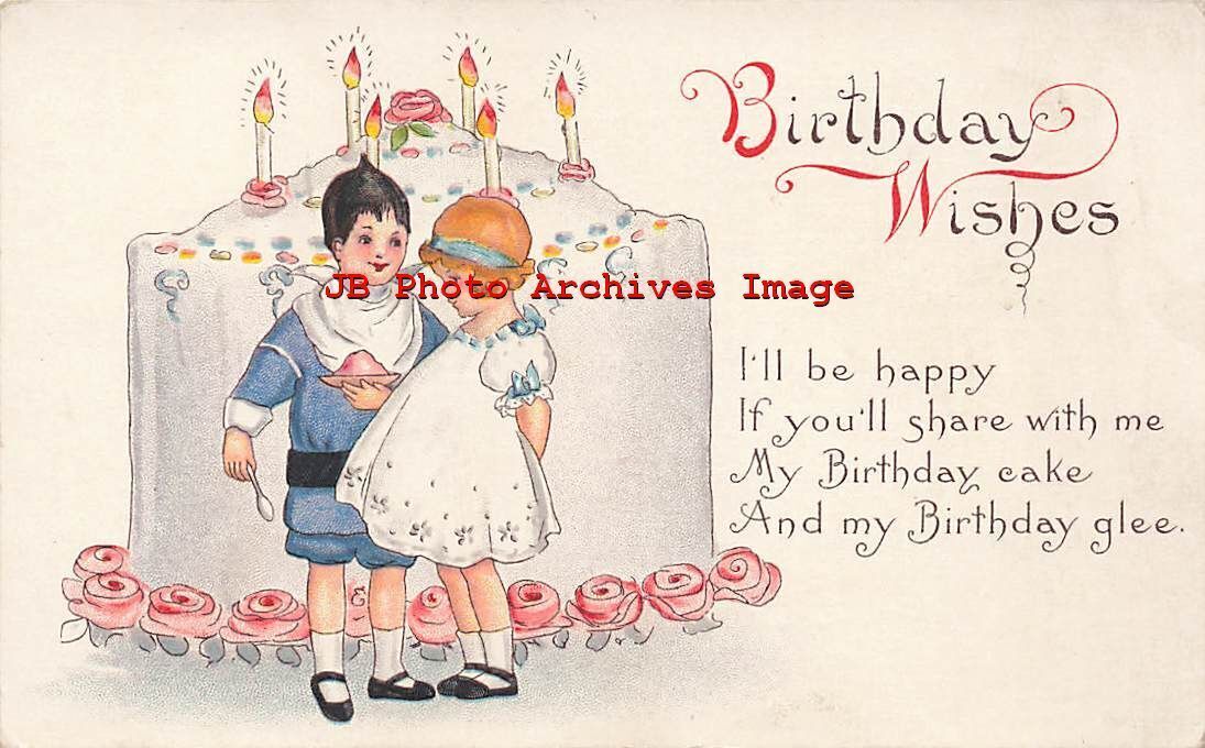 Birthday, Stecher No 94 E, Mary Evans Price, Boy Sharing Cake with Girl ...