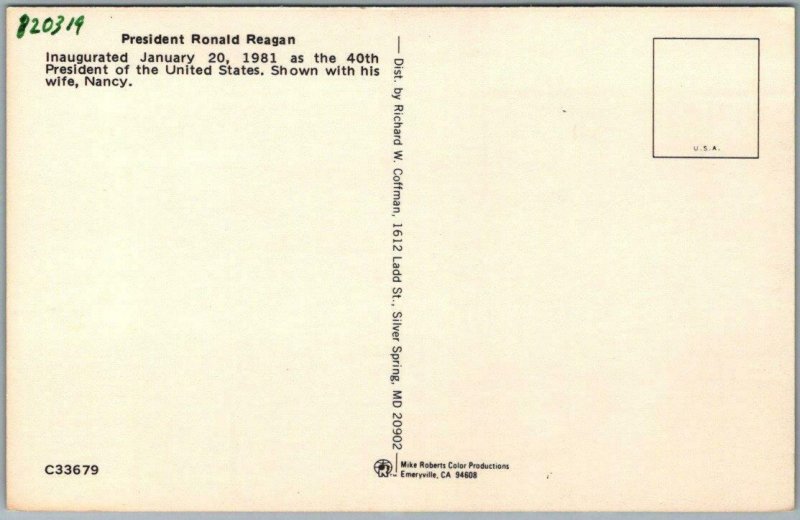 Vintage 1980s President RONALD REAGAN Political Postcard Ron & Nancy ...