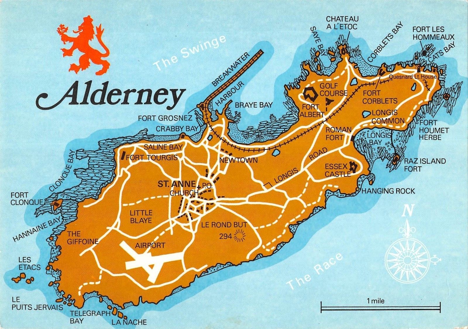 B100895 alderney map cartes geographiques uk | Europe - United Kingdom ...