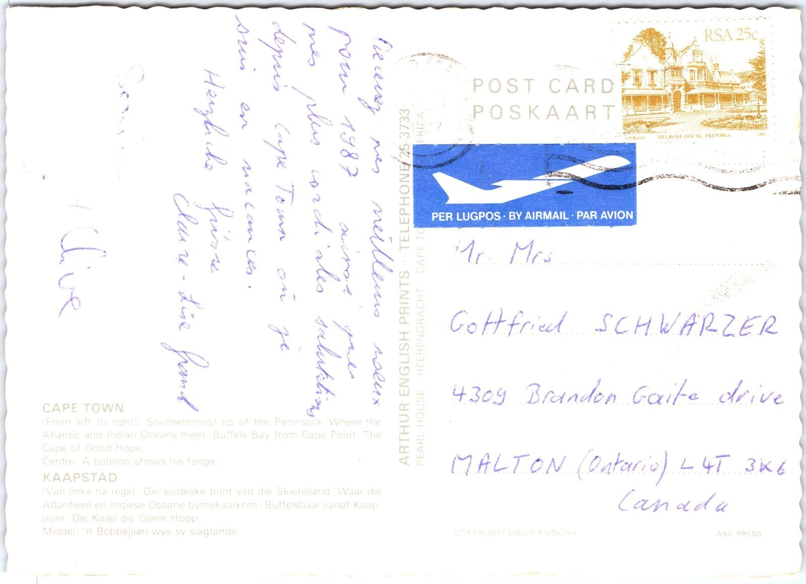 Vintage Postcard Continental Size Multiple Scenes of Cape Point South ...