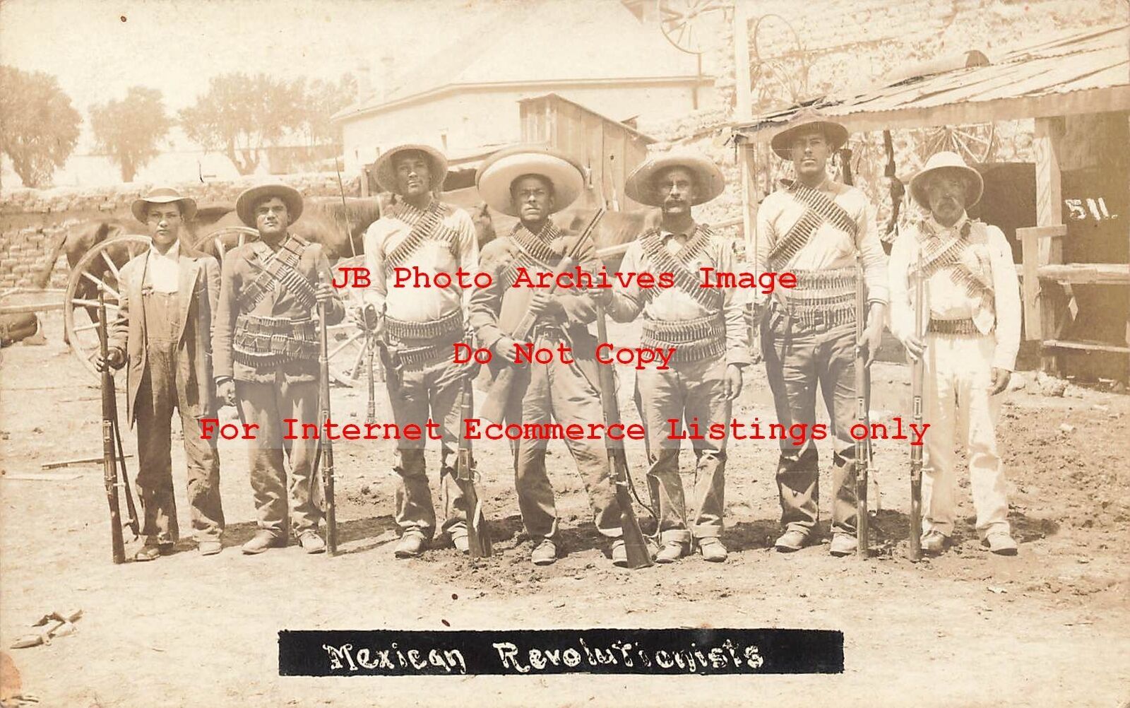 Mexico Border War, RPPC, Mexican Revolutionists, Rifles & Bandoliers of ...