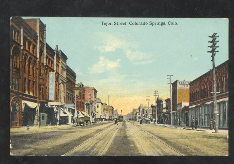 Colorado Springs Colorado Downtown Tejon Street Scene Vintage Postcard ...