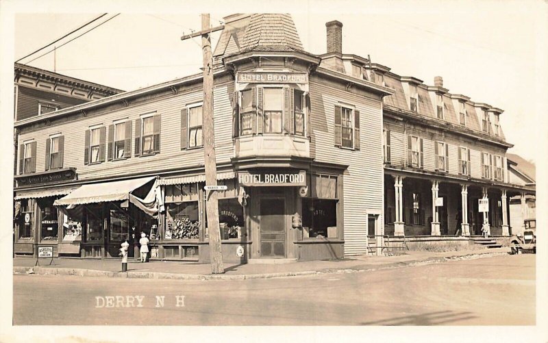 Derry NH Hotel Bradford Storefronts Ashley's Ice Cream Sign, Postcard ...