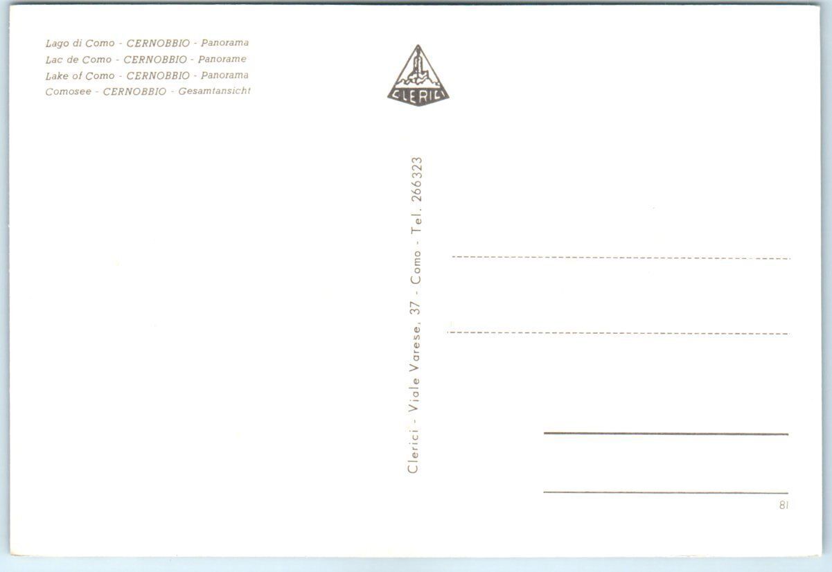 Postcard - Panorama View of Lake of Como, Cernobbio, Italy | Europe ...