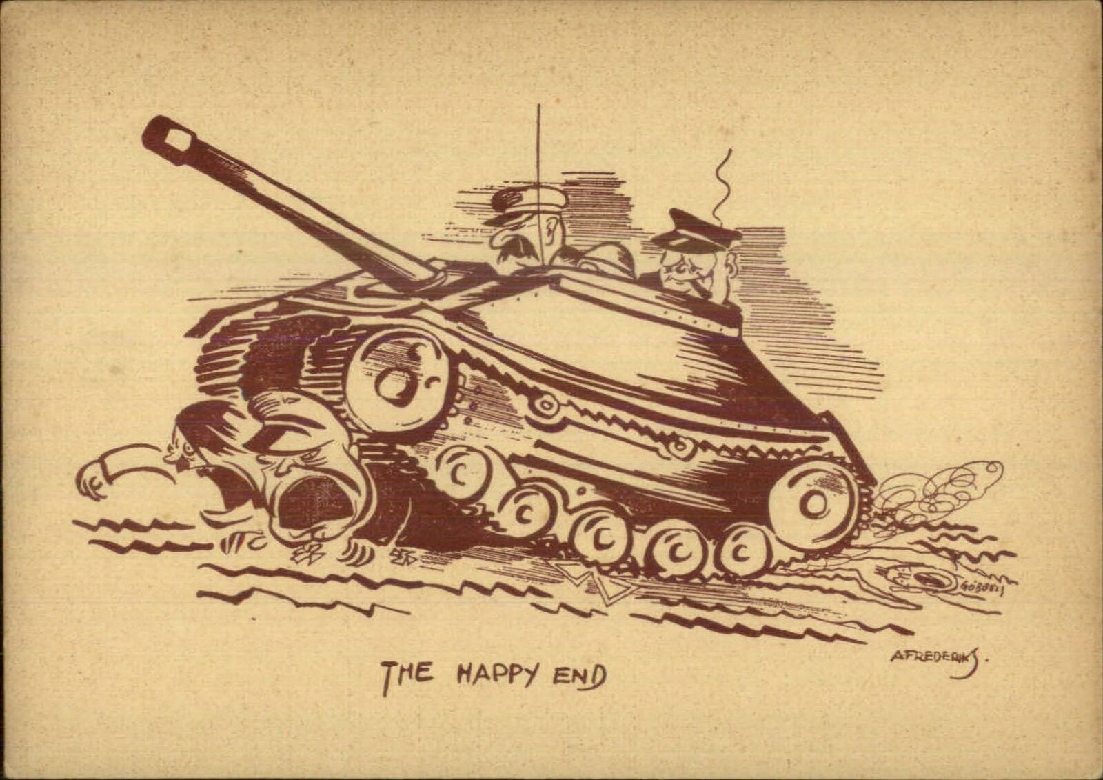 WWII Anti Germany Propaganda Hitler Goebbels Run Over by Tank FREDERIK ...