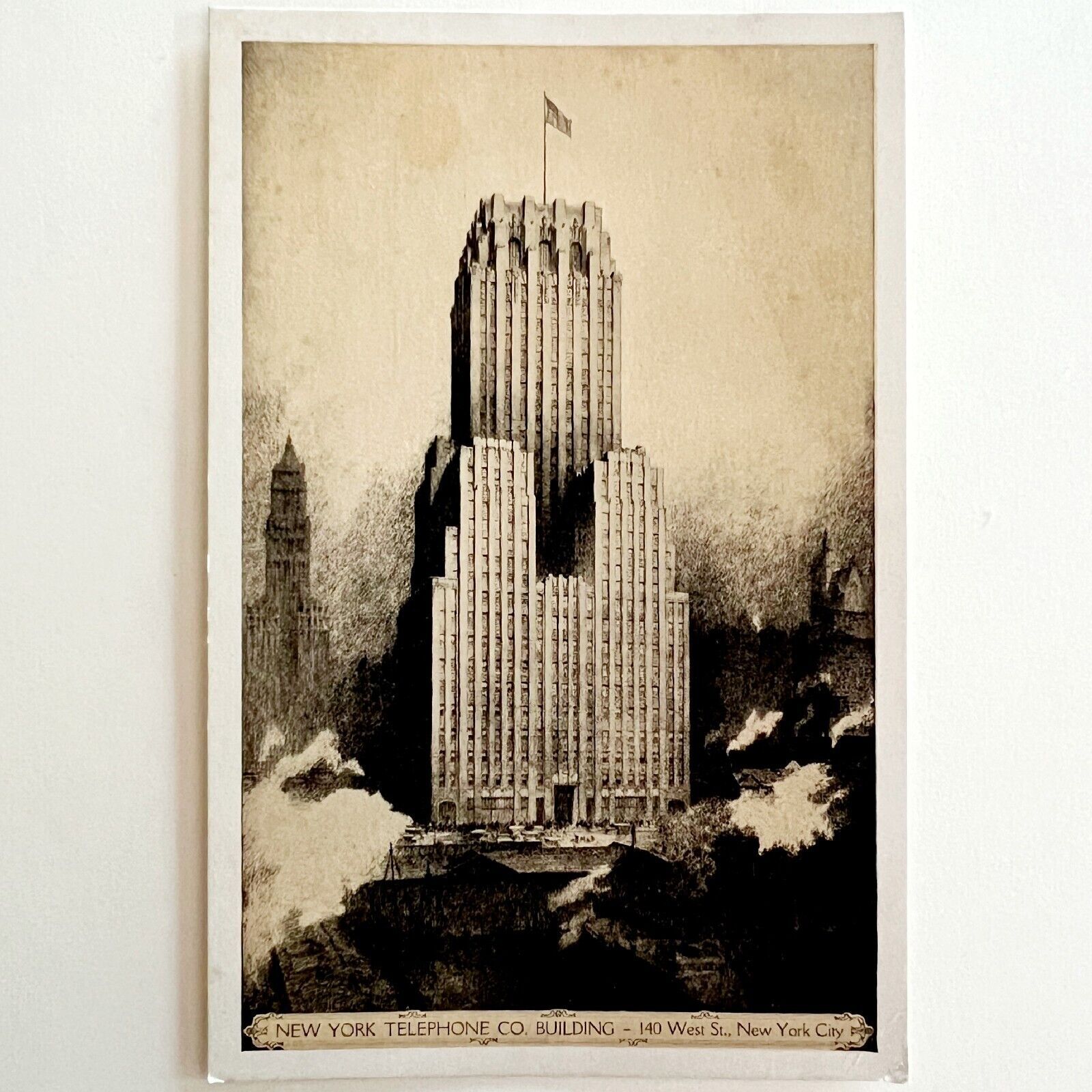 New York Telephone Company Building Postcard Barclay NYC Lumitone 1940s ...