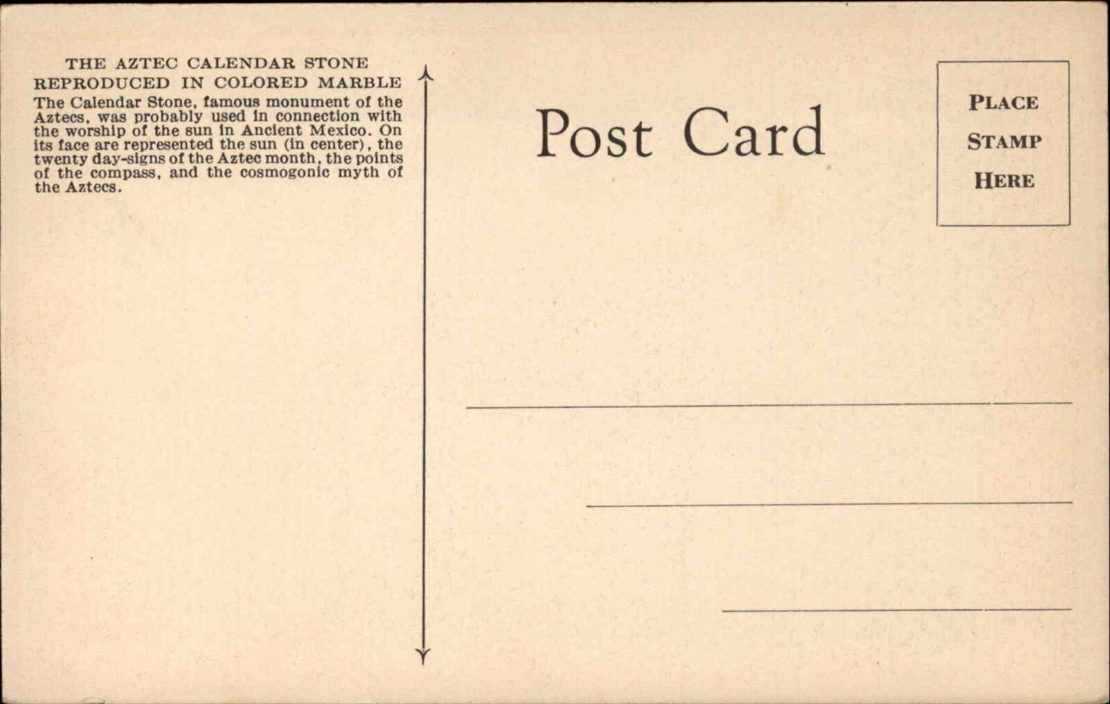 Postcard MEXICO MX Aztec Calendar Stone Copernican Chamber ARCHAEOLOGY ...